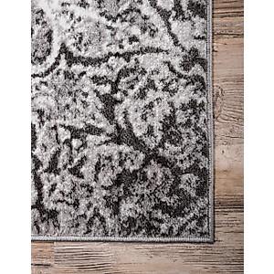 Unique Loom Sofia Collection Area Rug - Grace (6' 1" x 9', Dark Gray/ Gray)