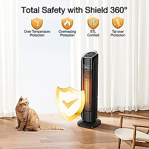 Space Heater,VCK 1500W 24" Portable Electric Heaters for Indoor Use,75° Oscillation,3 Modes,8H Timer, Quite PTC Ceramic Heating with Thermostat,Safety Protection,Remote for Office,Home Bedroom