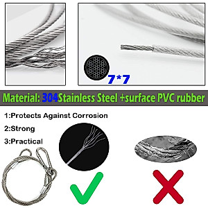SMTUNG 31.5'' Fall Prevention Safety Cables Stainless Steel Security Rope for Party Lights DJ Light Stage Lighting 176lb Load Capacity (6pcs 0.16in 4mm)