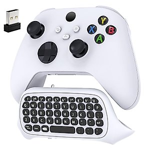 Keyboard for Xbox Series X/S, One/One X/S, Elite one/2 Controller, Wireless Chatpad Gaming Keypad with USB Receiver and Speaker, 3.5mm Audio Jack Accessories for Xbox (Controller Not Included), White