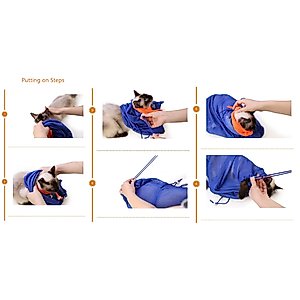 Cat Grooming Bag Puppy Dog Cleaning Polyester Soft Mesh Scratch & Biting Resisted for Bathing Injecting Examining Nail Trimming