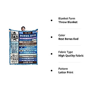Sixftop Best Bonus Dad Blanket Gifts from Daughter Son in Law Step Dad Fathers Day Birthday Gifts | to Bonus Dad Gifts | Christmas Bday Presents for Father in Law Throw Blanket 50” X 60"