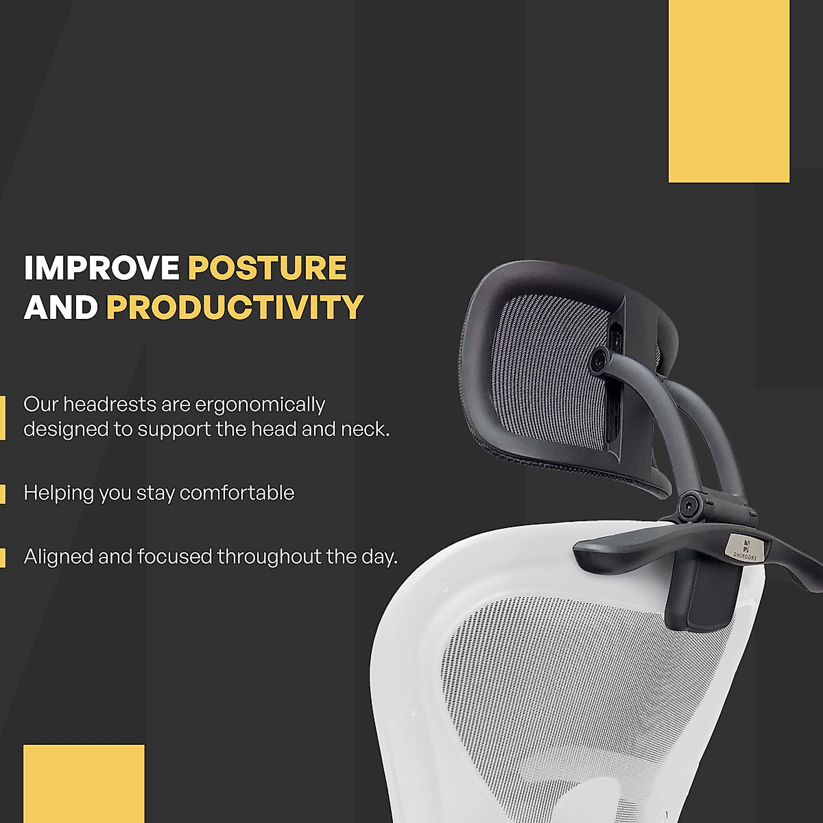 ERGOKING Headrest Compatible with Herman Miller Aeron Remastered Fully Adjustable Height & Tilt, Removable Coat Hanger Graphite Frame, Graphite Mesh