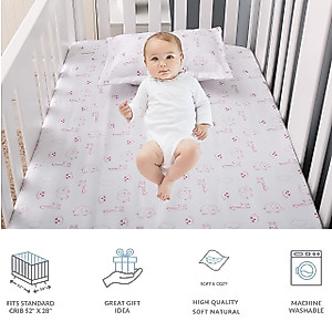 Brandream Baby Crib Bedding Set for Girl Boy Elephant Nursery Bedding with Comforter Fitted Sheet Bed Skirt Diaper Stacker Jungle Animal Elephant Giraffe Bird Design, 4 Piece