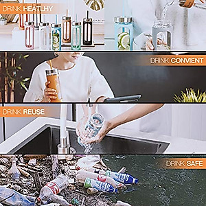 Kodrine 24 oz Glass Water Tumbler with Straw and Lid, Wide Mouth Water Bottle, Straw Silicone Protective Sleeve BPA FREE-Amber