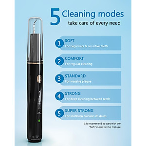 Hansaplast Plaque Remover for Teeth, Dog Teeth Cleaning, Dental Tools to Remove Tartar and Stains, Safe for Dogs & Cats, with Led Light & 5 Adjustable Modes (Black)