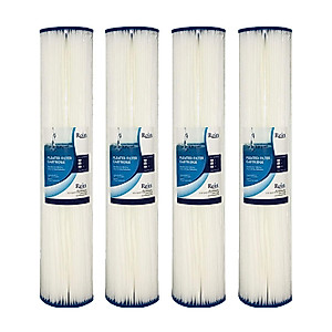 Pack of 4 - Whole House 20" x 4.5" Full Flow Pleated Sediment Filter Replacement Cartridge 1 Micron - Compatible with ECP5-BB, AP810-2, HDC3001, CP5-BB, SPC-45-1005, ECP1-20BB