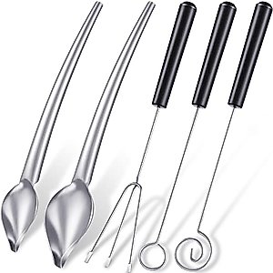 3 Pieces Candy Dipping Tools Chocolate Dipping Fork Spoons Set 2 Pieces Culinary Decorating Spoons Chef Art Pencil for Decorative Plates Stainless Steel Chef Spoon