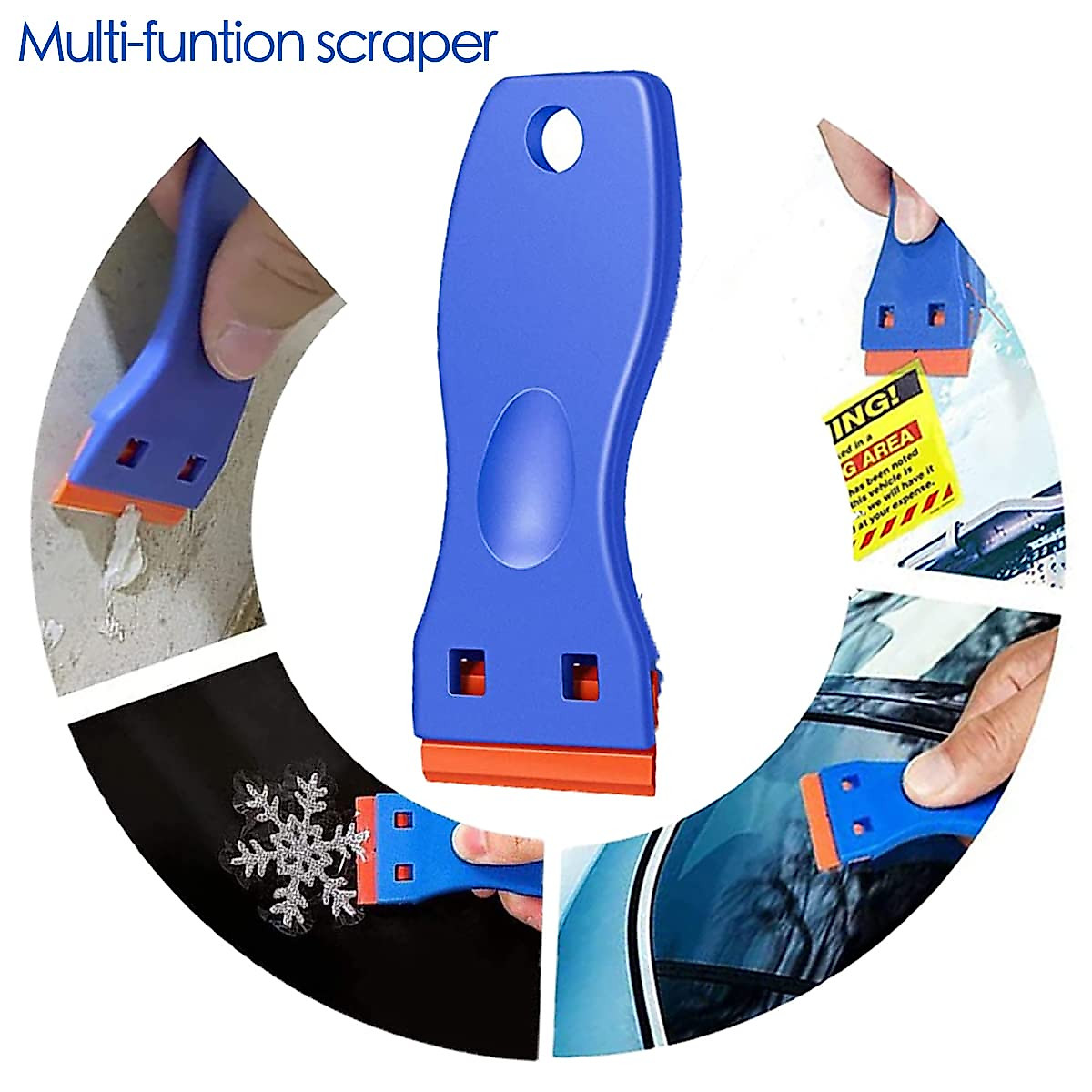 3Pack Plastic Razor Blades Scraper Tool (1Spatula)10 Double Edged blades,No Scratch Sticker Removal Scraper for Cleaning Adhesive Label Decal Glue from Stove top,Glass Window,Cooktop,Car Windshields.