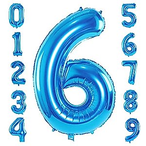 Number 6 balloon Blue, Number 6 Balloon 40 inch for 6th Birthday Party