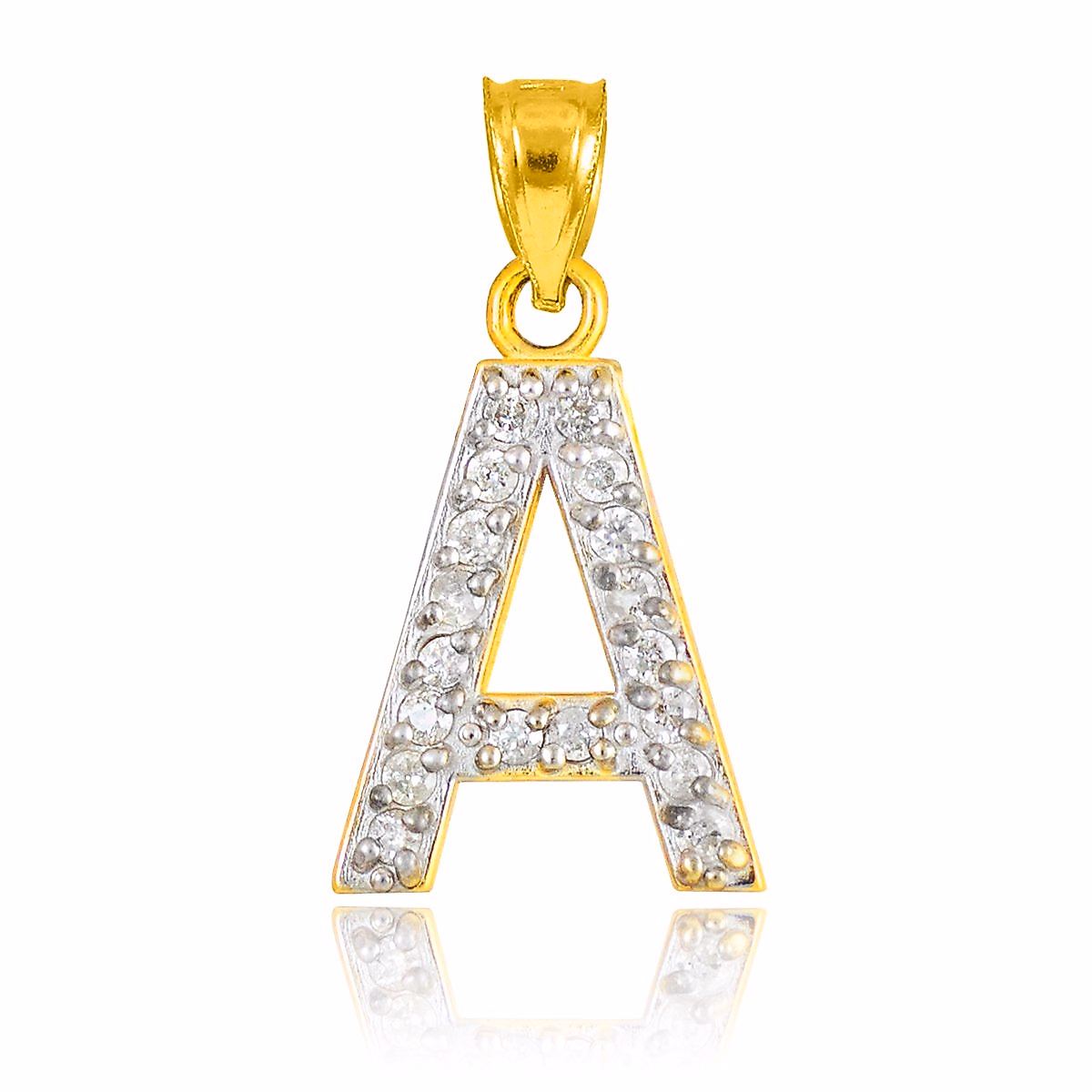 10k Yellow Gold Diamond Initial Charm Letter A Bracelet Pendant
