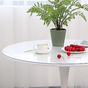 WingCanto 30 Inch Clear Round PVC Table Protector Kitchen Countertop Cover Protector Waterproof Table Cover Rectangular Plastic Tablecloth Vinyl Non Slip Oblong for Circle Coffee Dining Table