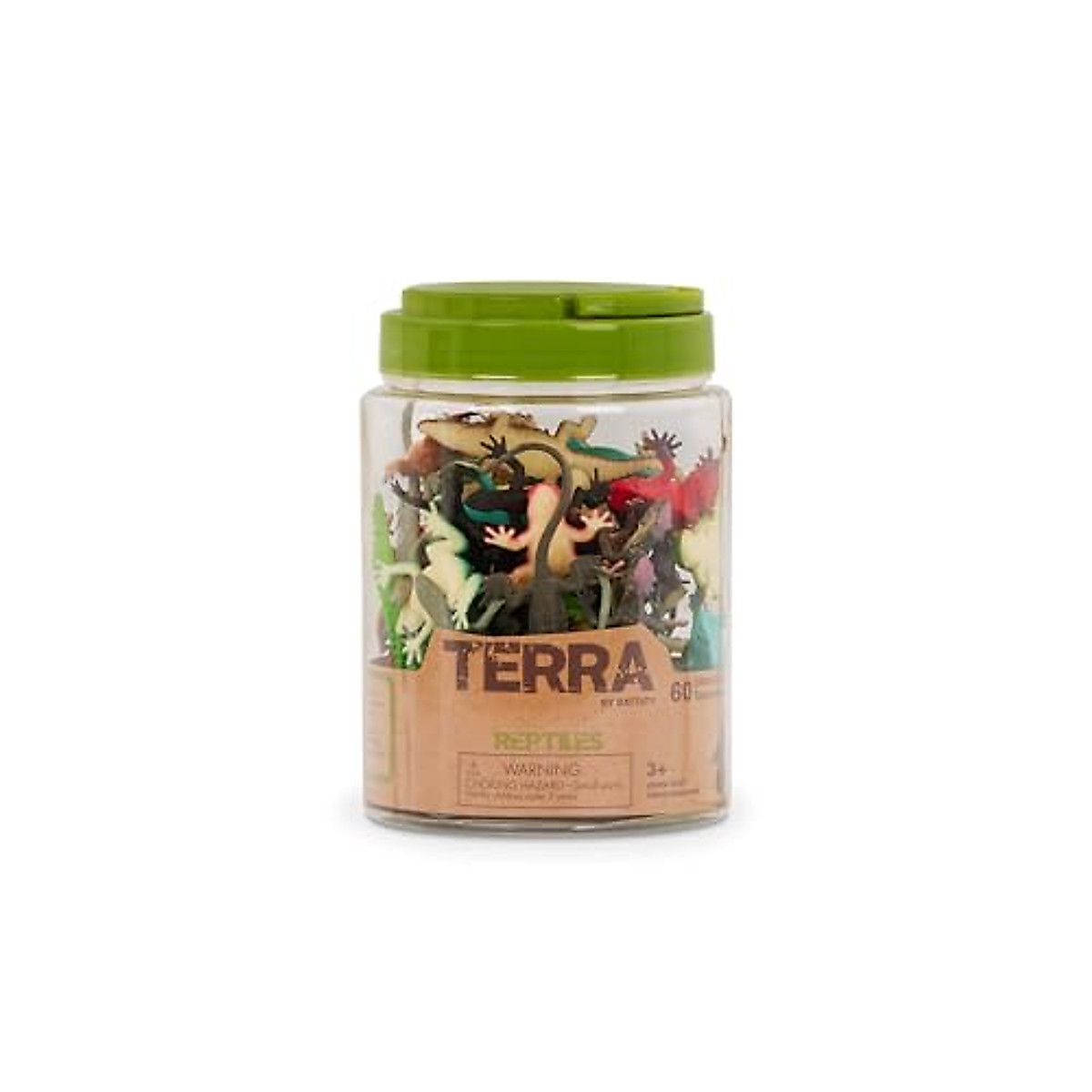 Terra by Battat – 60 Pcs Lizards Animal Tube – Realistic Plastic Animal Toys – Reptile & Amphibian Figurines – Frog, Alligator, Snake & More for Kids and Toddlers 3+