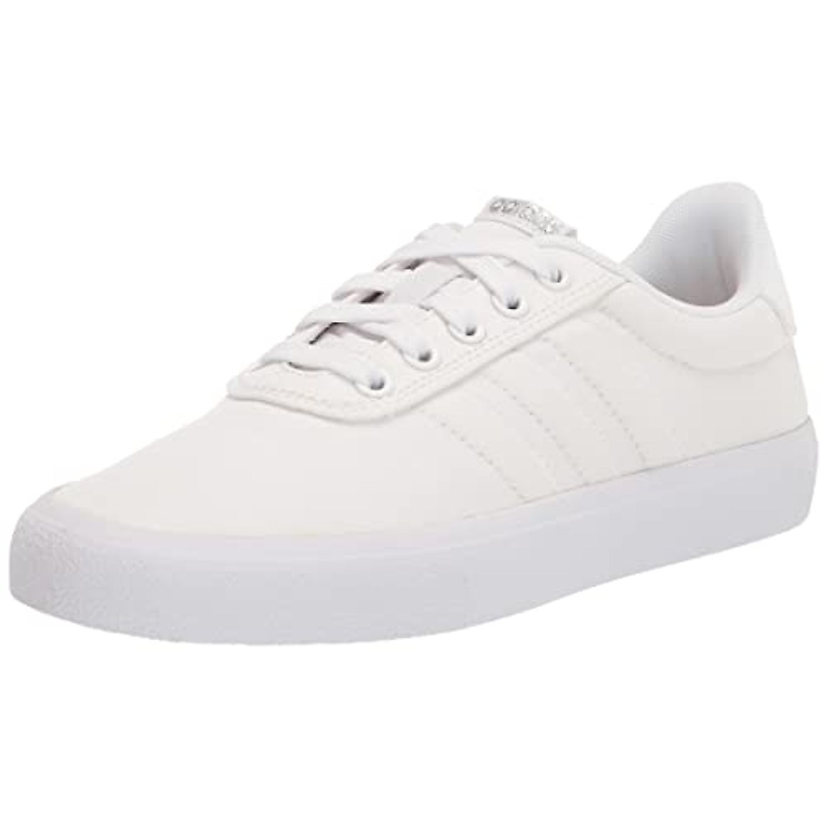 adidas Women's Vulc Raid3r Skate Shoe, White/White/Silver Metallic, 6.5