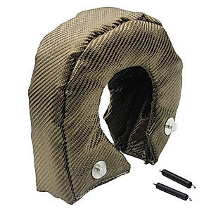 LEDAUT 2" x 50' Titanium Exhaust Heat Wrap Roll and T5 T6 Titanium Turbocharger lCover Blanket with Stainless Ties and Fastener Springs for Car Motorcycle Fiberglass Heat Shield Tape Cover Wrap