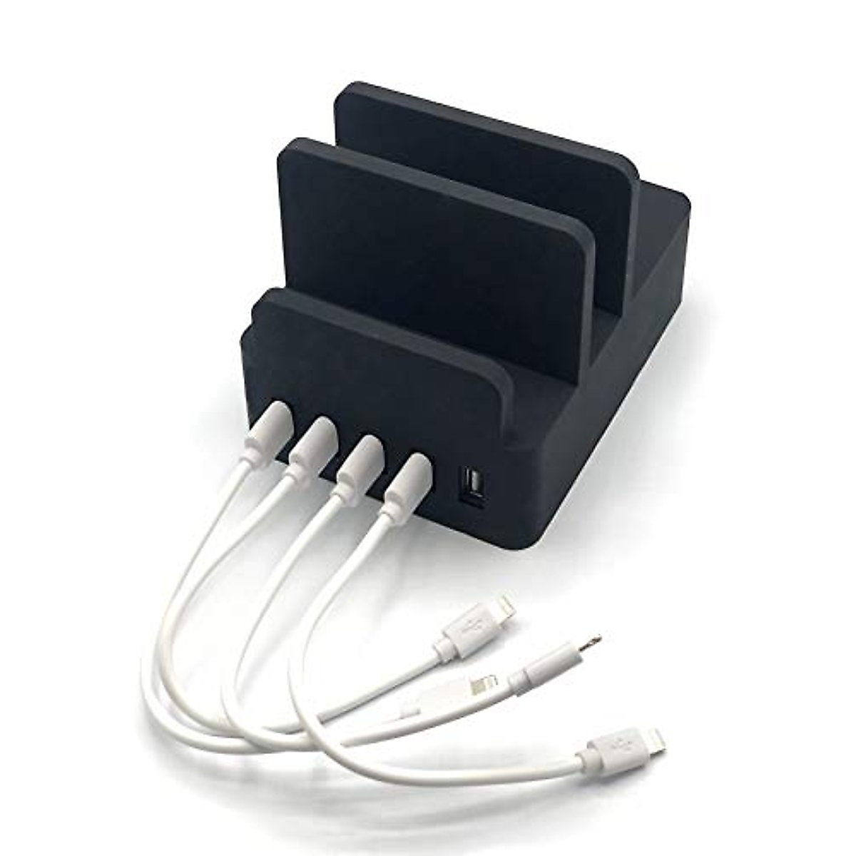 Power Hub Plus Charging Station - Charge Up to 7 Devices Using Only One Wall Outlet | Black Silicone Won't Scratch Device | Attractive Dependable Table Charging | No Set of Short Cords