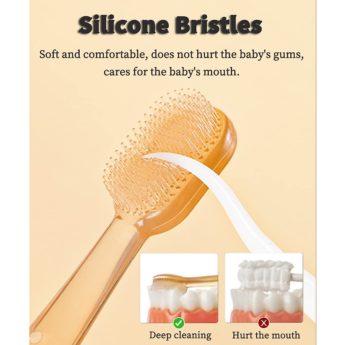 FOKiiBO Baby Silicone Toothbrush Set, Toothbrush + Tongue Brush + Baby Teether + Finger Toothbrush with Cup for Training Teething, 0-18M Infant Toddler Newborn Baby Teeth Brushes (Blue)