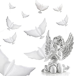 Dove Memorial Balloons for Release - Biodegradable Funeral Remembrance Angel Balloons to Release in Sky Memorial Decorations for Celebration of Life Death RIP Rest in Peace Loss of Loved One Happy Heavenly Birthday Party Favors - White 12 Pack