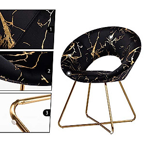 DUHOME Black Accent Chair Velvet Vanity Chair Lliving Room Chairs Desk Chair with Golden Legs Mid-Back 1 pcs