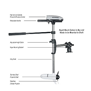 Watersnake T18 ASP - 18 Pound Thrust 12v Electric Saltwater Trolling Motor with Kayak Bracket