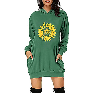 Christmas Hoodies Dress for Women Ugly Christmas Sweater Shirt Long Sleeve Crewneck Pullover Hooded Tunic with Pockets