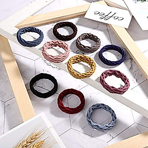 60 Pieces Seamless Hair Ties Ponytail Holders Thick Elastic Hair Tie Cotton No Crease Hair Band for Women,girl,thick Heavy and Curly Hair,lightweight Highly Elastic,4 Styles (Mixed Color)
