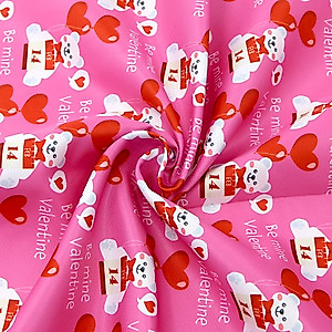 Pink and Red Valentine's Day Bear Love Hearts Be My Valentine Romantic Quilting Polycotton Fabric 6PCS 20x20 Inch Patchwork Sewing for DIY Crafts Supplies Gift Wrap Wedding Anniversary