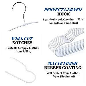 Amber Home 11.8" Lovely Baby Clothes Hangers 20 Pack, Sturdy Metal Wire & Cute White Coating Children Toddler Kids Clothes Hangers for Shirt Coat Pants Trousers (White)