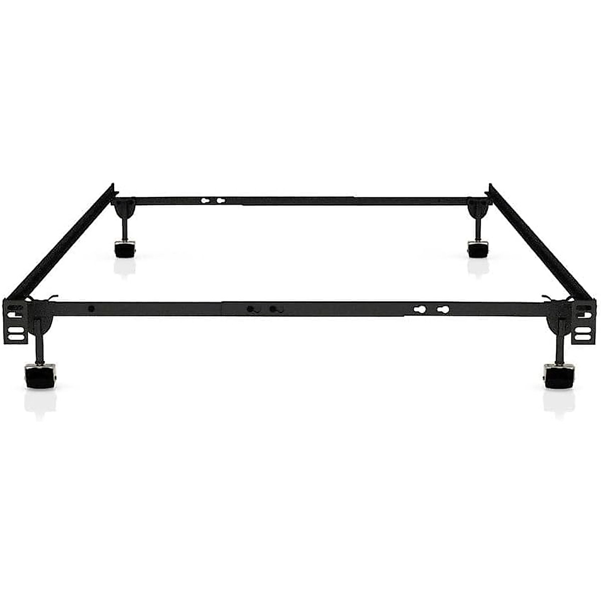 Liveasy Furniture Heavy Duty Adjustable Metal Full/Twin/Queen Size Bed Frame with Rug Roller Wheels (Twin/Full/Queen)