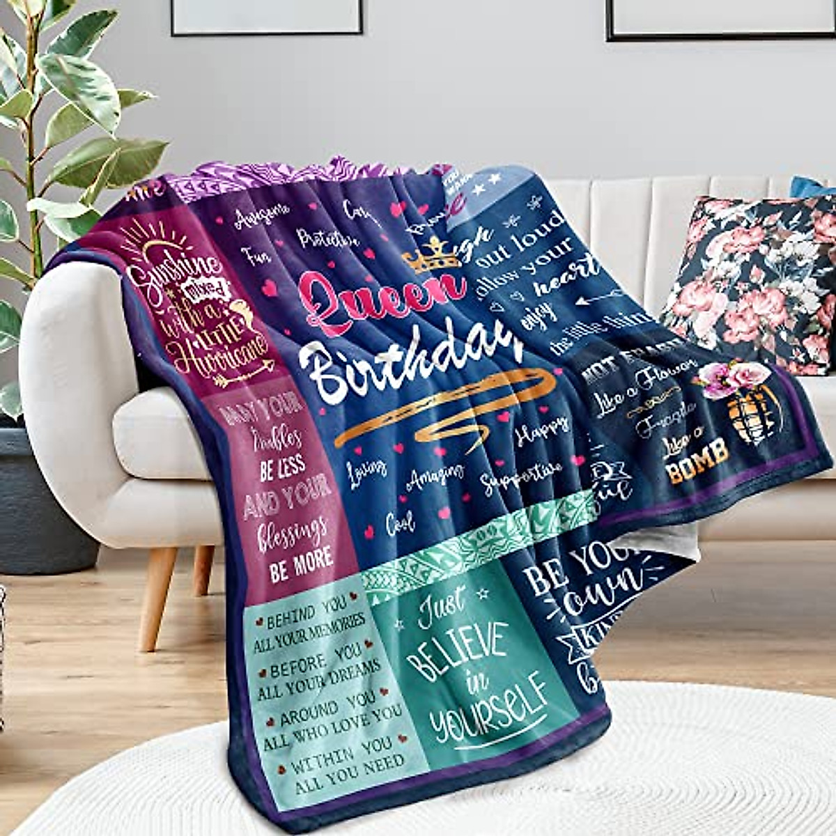 Birthday Gifts For Women - 50"x60" Throw Blanket, Daughter/Grandma/Mom Birthday Gifts, Birthday Gifts For Wife Girlfriend, Birthday Gift For Women, Womens Birthday Gifts, Birthday Decorations Blankets