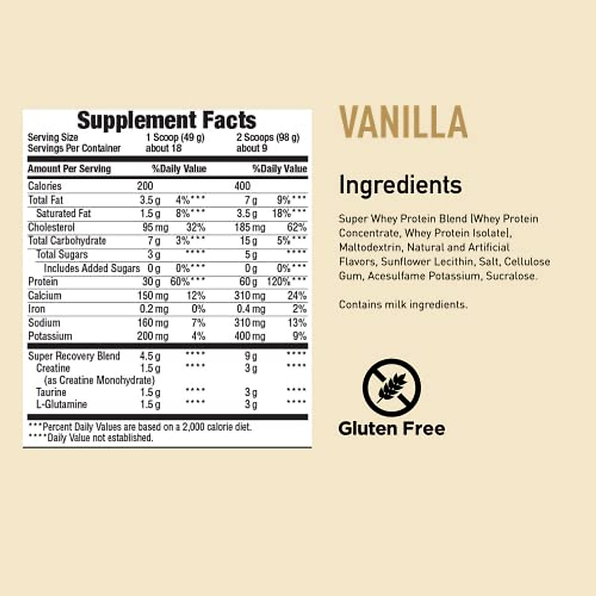 Body Fortress Super Advanced Whey Protein Powder, Gluten Free, Vanilla, 2 lbs