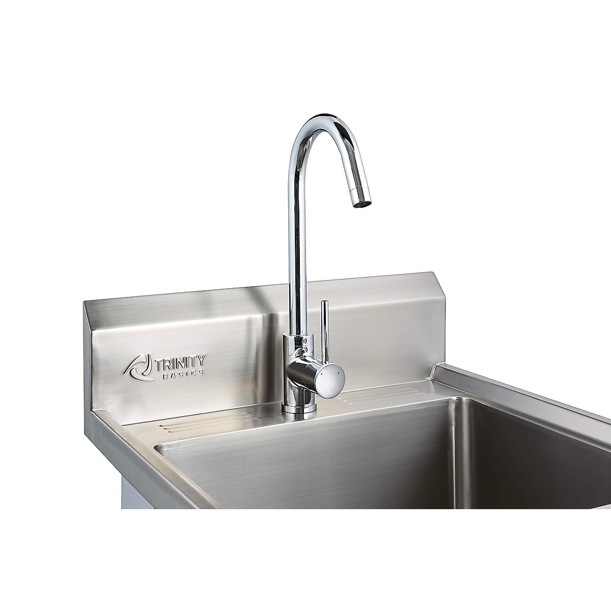 TRINITY CGL-02-009-0010 Basics Stainless Steel Freestanding Single Bowl Utility Sink for Garage, Laundry Room, and Restaurants, Includes Faucet, NSF Certified, 49.2 21.5 24-Inch, Chrome