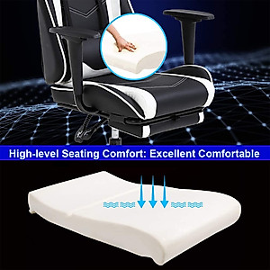 Gaming Chair with Footrest, Ergonomic Office Chair, Adjustable Swivel Leather Desk Chair, Reclining High Back Computer Chair with Lumbar Support and Headrest, Racing Style Video Gamer Chair