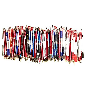 Wholesale Lot of 100 Misprint Ink Pens Ball Point Plastic Retractable Pens Mixed