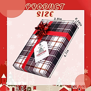 Gersoniel 12 Pieces Christmas Gift Card Box Buffalo Plaid Present Card Holder with Red Bow Present Boxes Mini Favor Boxes for Christmas Holiday Baby Shower Birthday Party Supplies