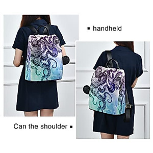 ALAZA Abstract Octopus Fish Animal Women Backpack Anti Theft Back Pack Shoulder Fashion Bag Purse