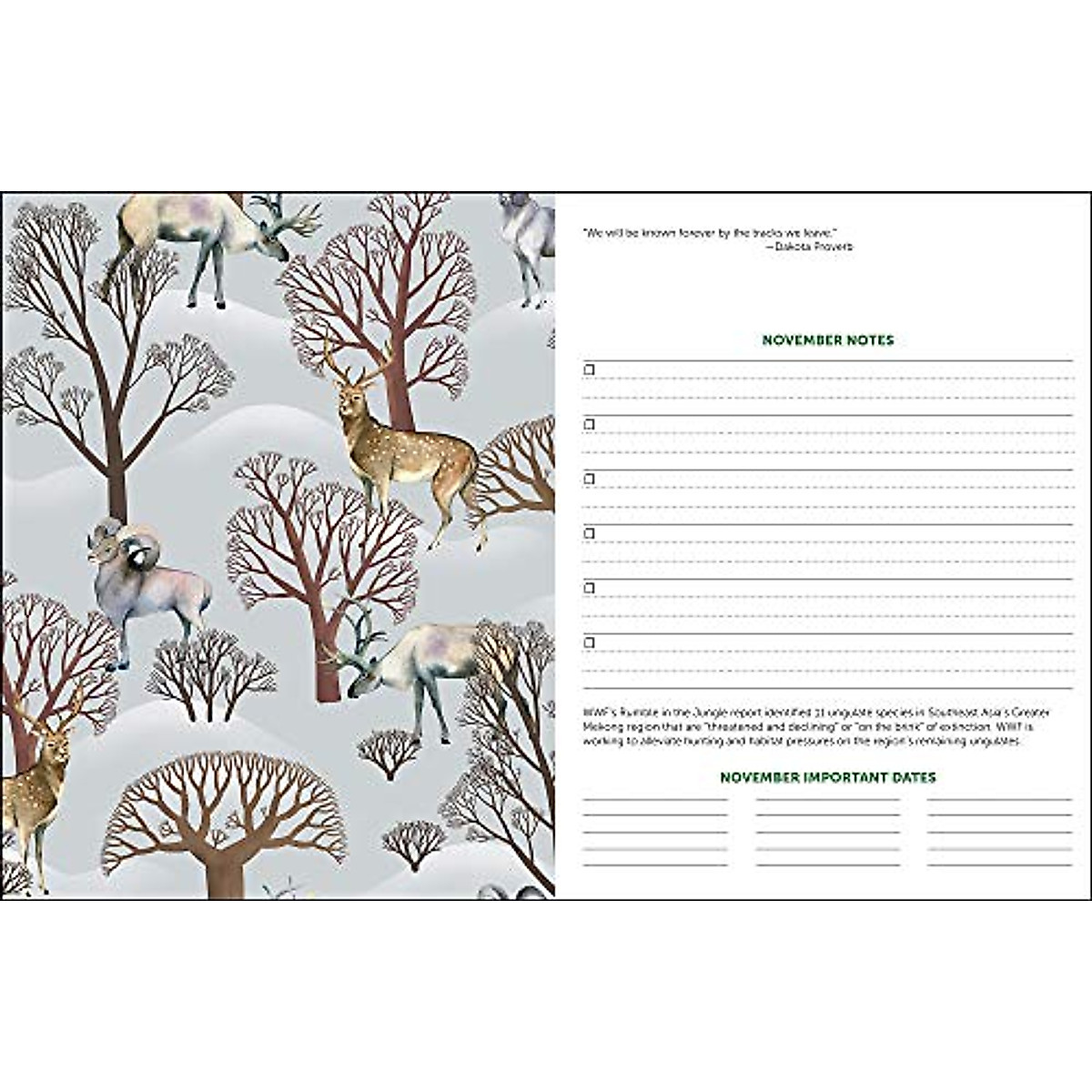 WWF Giraffes Monthly Planner 2021, 7.5" x 9.75" Spiral Bound