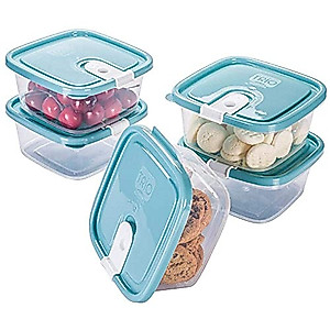 Plastic Food Storage Containers w/attached Lids. Multi sizes Containers. Microwave/Freezer & Dishwasher Safe - Steam Release Valve. BPA/Free (24, Light Blue)
