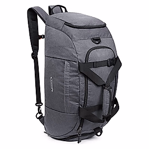 G4Free 70L Large 3-Way Duffle Backpack Gym Bag with Shoe Compartment Lightweight Waterproof Foldable Sports Duffel Bag Travel Backpack Luggage (Grey)