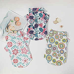 Summer Dog Clothes Lapel Collar Flower Printing Pet Puppy Dog Two-Legged Clothes for Outdoor Pet T-Shirt
