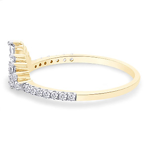 3/8 Carat Baguette & Round Cut White Natural Diamond Contour Crown Enhancer Guard Band Ring Jewelry for Women in 14K Yellow Gold Over Sterling Silver (0.37 Cttw, Color- I-J, Clarity- I2-I3)-6.5