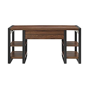 Walker Edison Industrial Wood Computer Writing Desk 4 Storage Shelves and Gaming Gamer Command Center Workstation Desk Home Office, 60 Inch, Dark Walnut