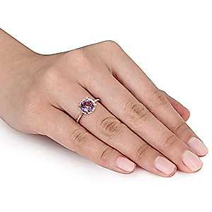 1 1/2 CT Round Shape Simulated Violet Amethyst & White Cubic Zirconia Halo Wedding Engagement Ring in 14K Rose Gold Plated 925 Sterling Silver (1.50 Cttw) Ring Size - 12