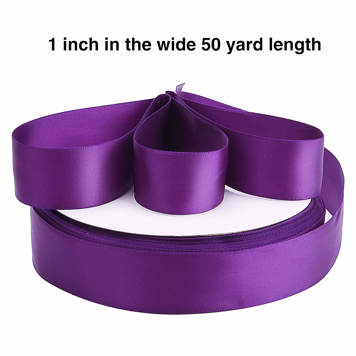 Livder Double Face Purple Satin Ribbon, 1 inch Wide 50 Yard Length (Purple)