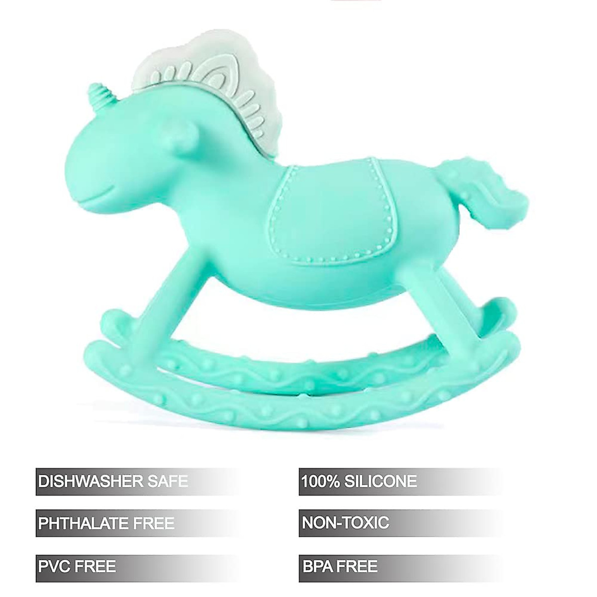 PandaEar Baby Unicorn Training Massaging Toy Teether | Soothes Gums Promotes Healthy Oral Development | Food Grade Soft Safe BPA-Free Silicone Natural Organic | Babies Toddlers Infants (Green)