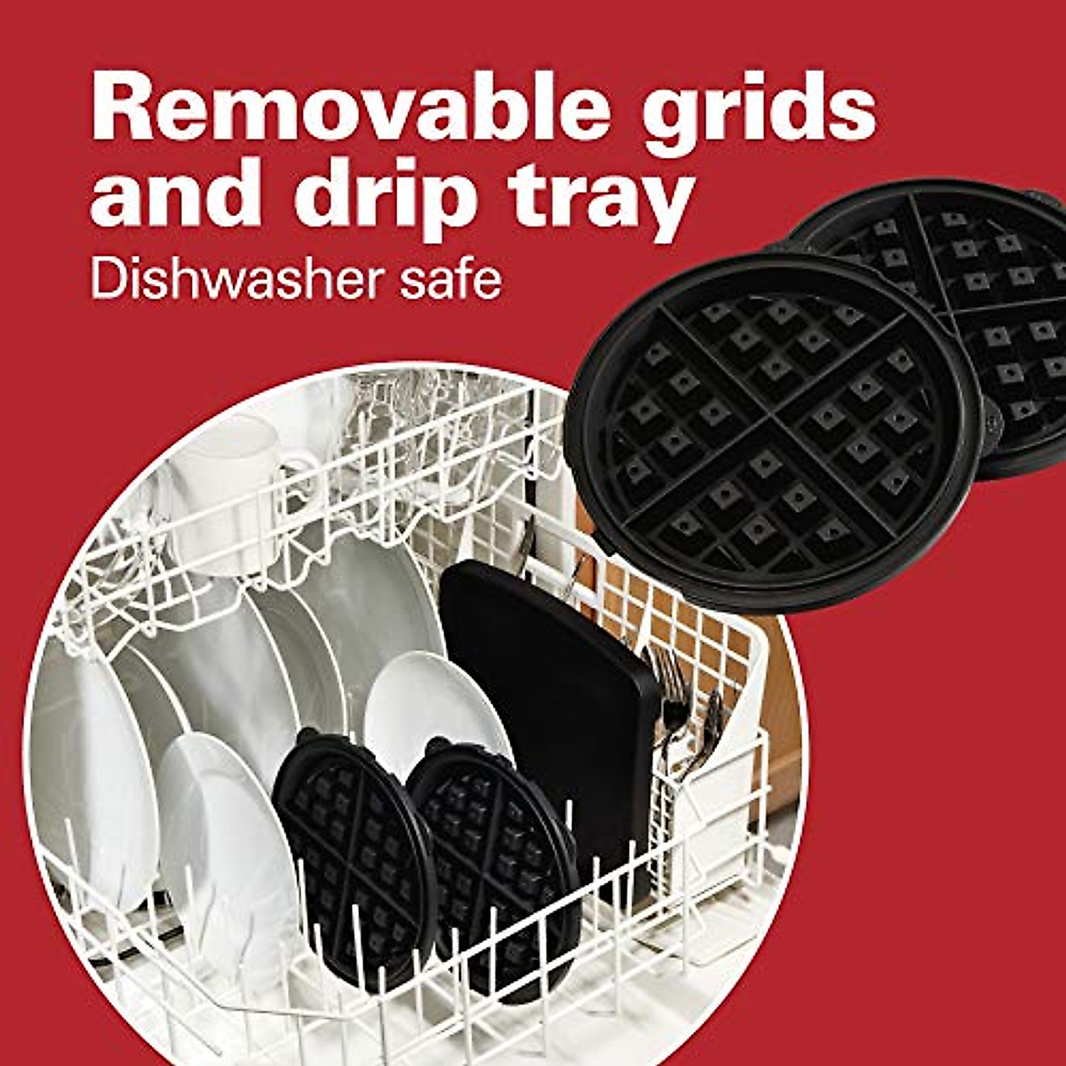 Hamilton Beach Flip Belgian Waffle Maker with Non-Stick Removable Plates, Browning Control, Drip Tray, Stainless Steel (26030)