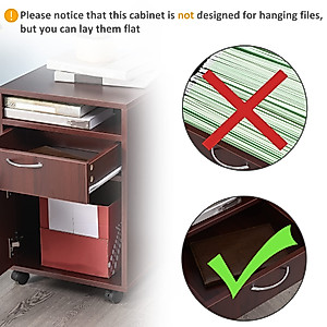 HOMCOM Mobile Storage Cabinet Organizer with Drawer and Cabinet, Printer Stand with Castors, Brown