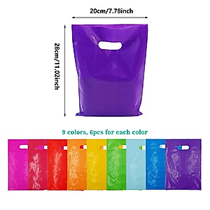 PPXMEEUDC 54PCS Plastic Handle Bag Plastic Party Favor Bags Party Gift Bags for Birthday Party Gift Shop Retail Bag Halloween Christmas Thanksgiving Candy Cookies Dessert