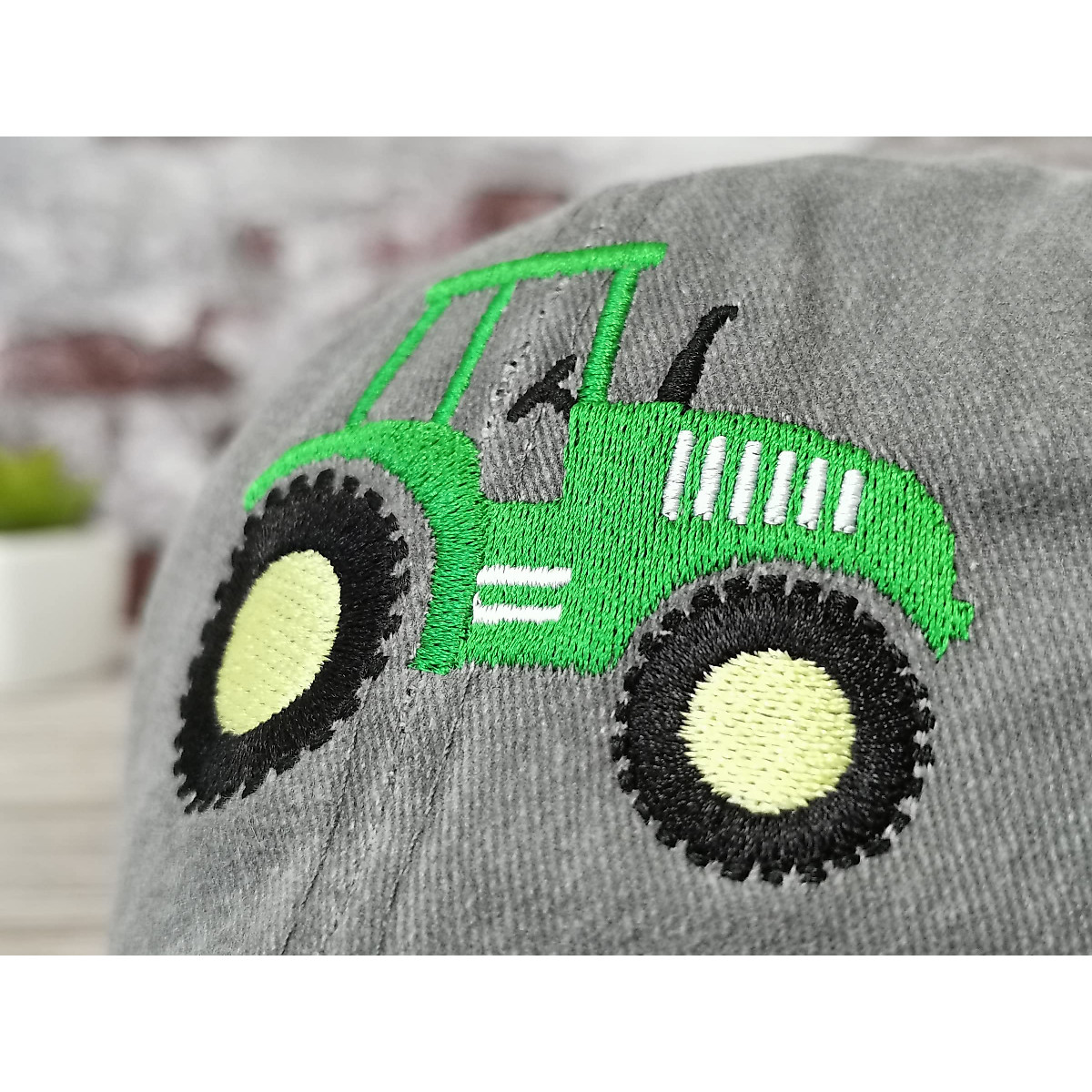 Hepandy Embroidered Tractor Farm Baseball Hats, Toddler Kids Embroidery Snapback Hat Youth Boys Washed Black Adjustable Trucker Hat