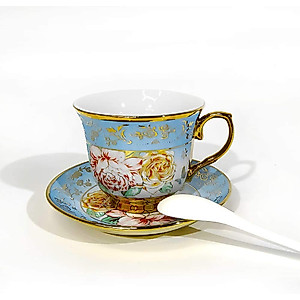 DaGiBayCn 20 PCS Tea set Ceramics Tea set Afternoon Tea Set Adult tea set Gift Tea Set Can Drink Coffee Strong Tea blue